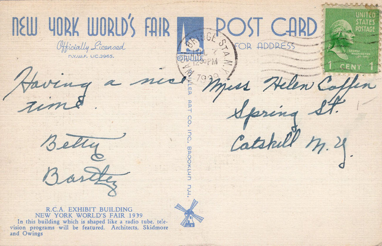 Miller Art 1939 NYWF Postcards